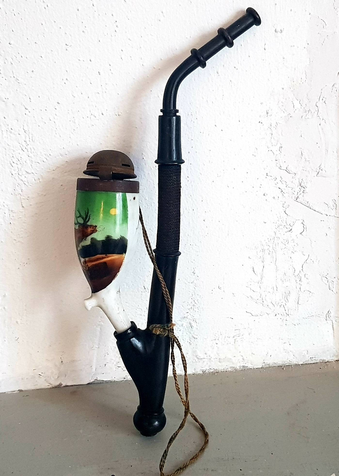 Vintage German Porcelain Hand Painted Deer Hunting Pipe Long | Etsy Vintage German Porcelain Hand Painted Deer Hunting Pipe Long | Etsy
