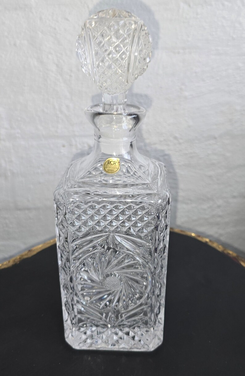 RCR Royal Crystal Rock Italian Decanter Crystal Sunburst Whiskey ...