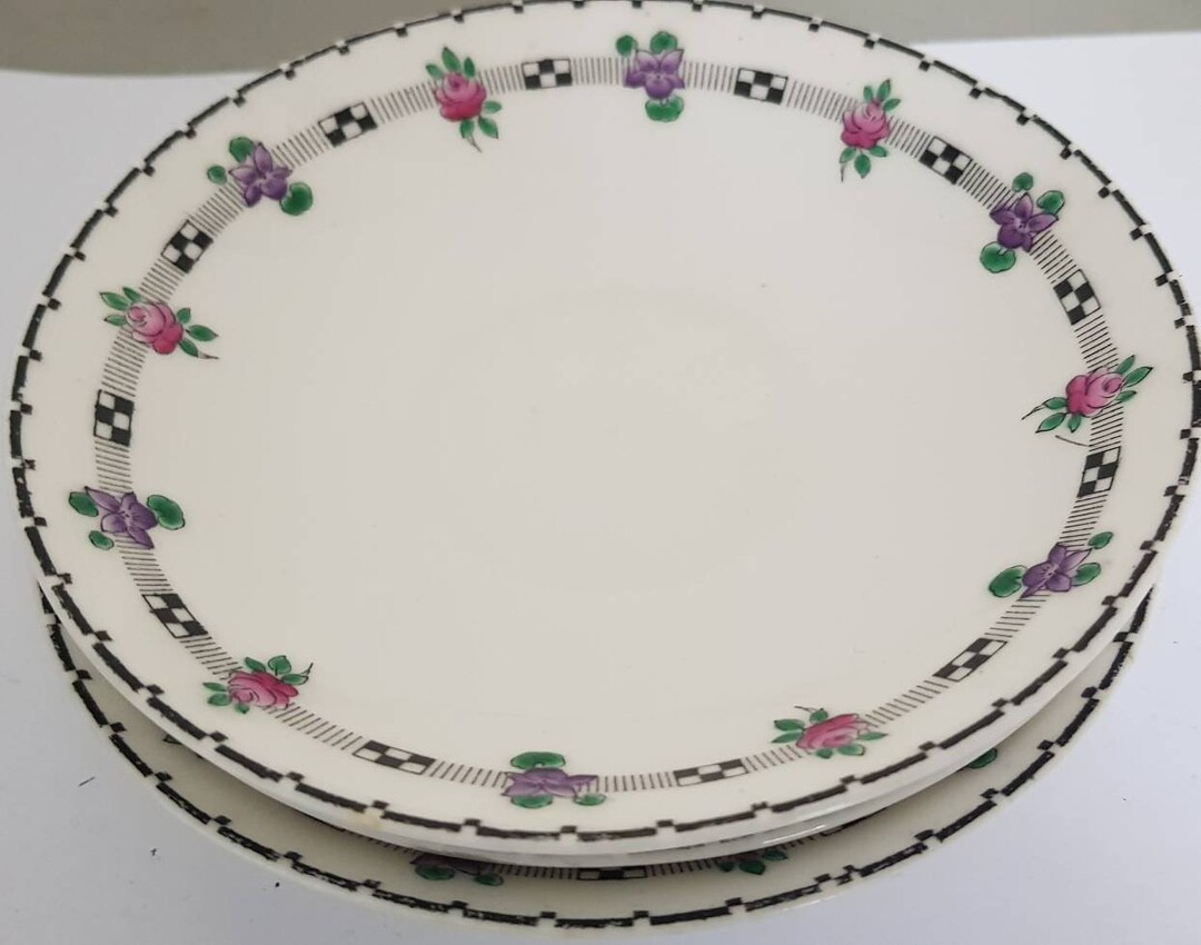 2 Art Deco Shelley Side Tea Plates 1920s Pattern 11235 Iris & Rose 15 ...