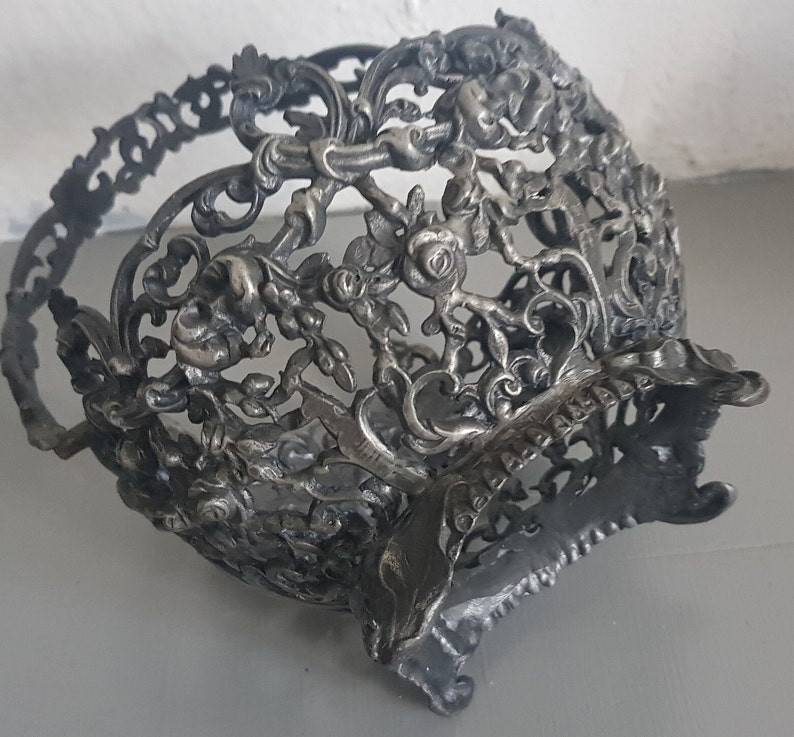 Antique Cast Iron Pierced Filigree Round Basket - Etsy