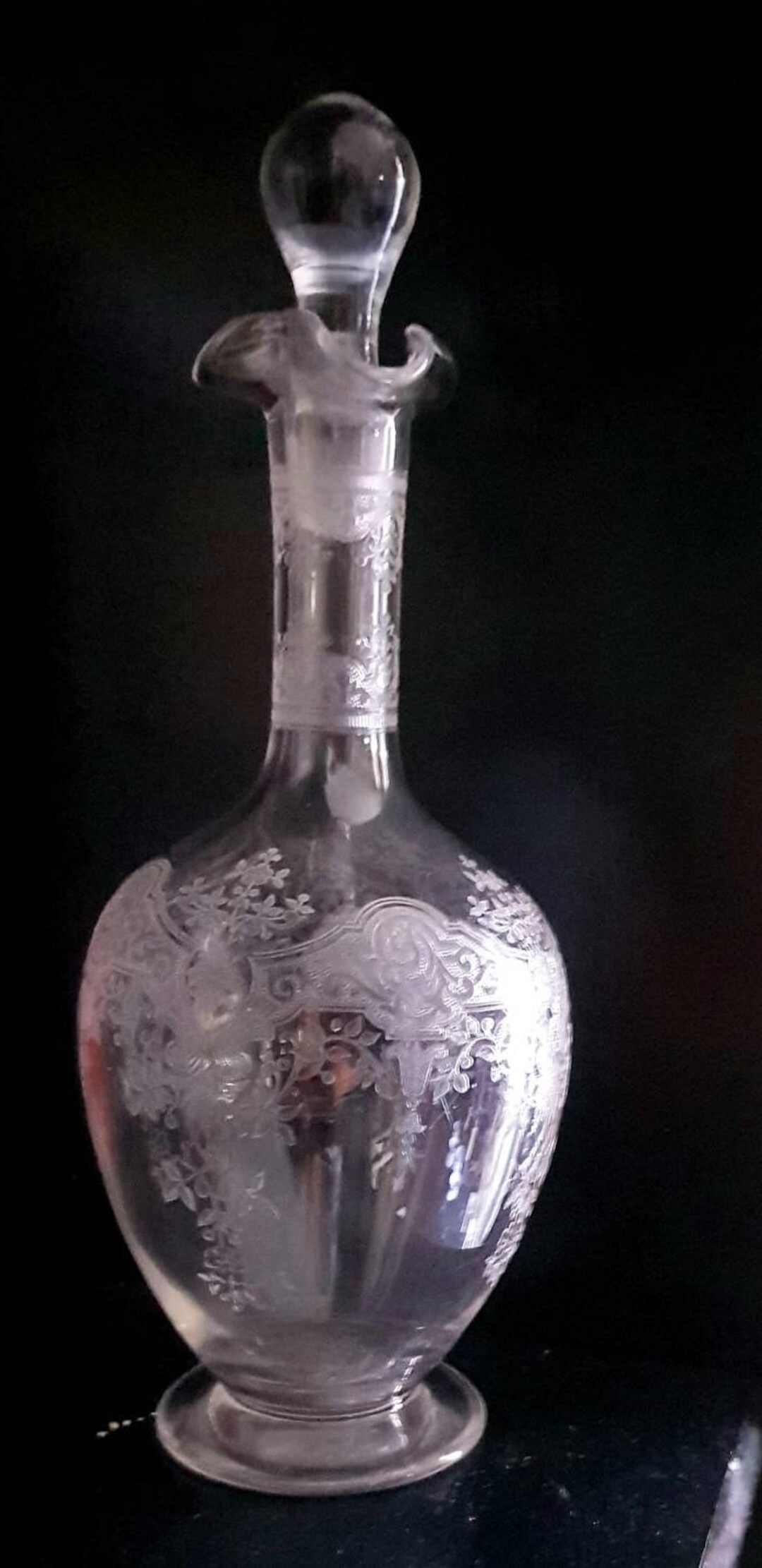 Antique Edwardian Decanter Acid Etched Pretty - Etsy