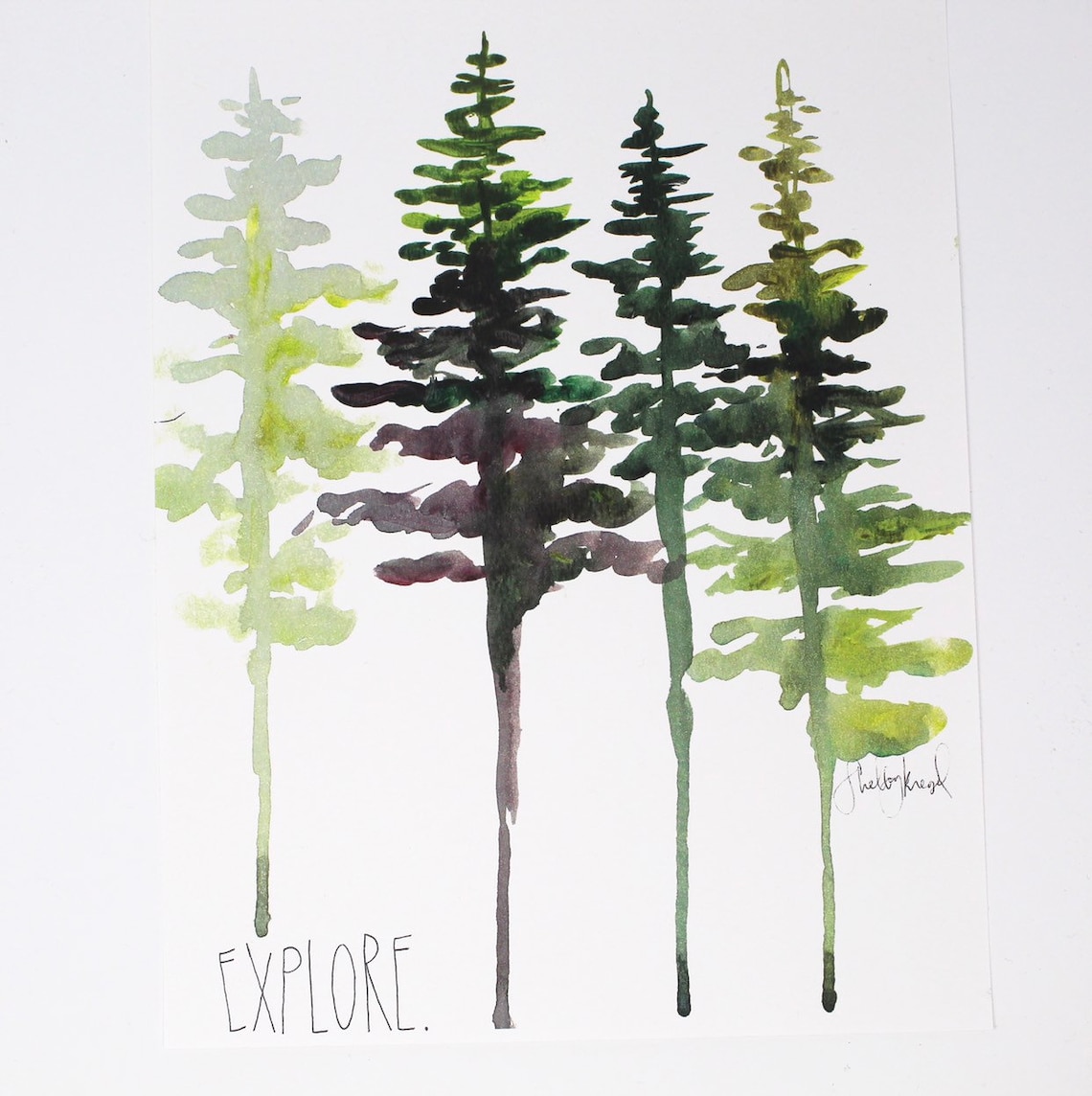 Watercolor Pine Tree Art Print, Wall Decor, Trees Wall Art, 8x10 ...
