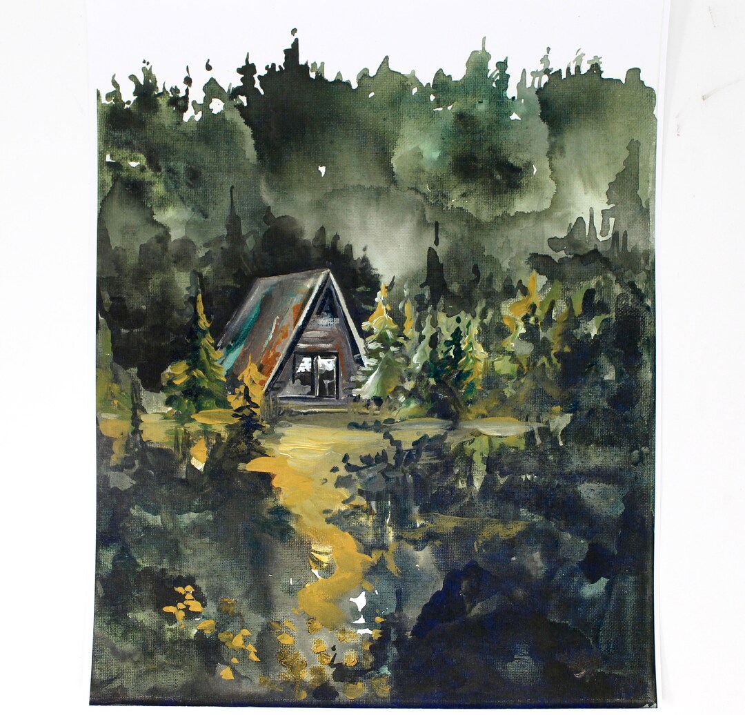 Cozy Cabin Print 11x14 Adventure Print Home Decor Cabin Watercolor ...