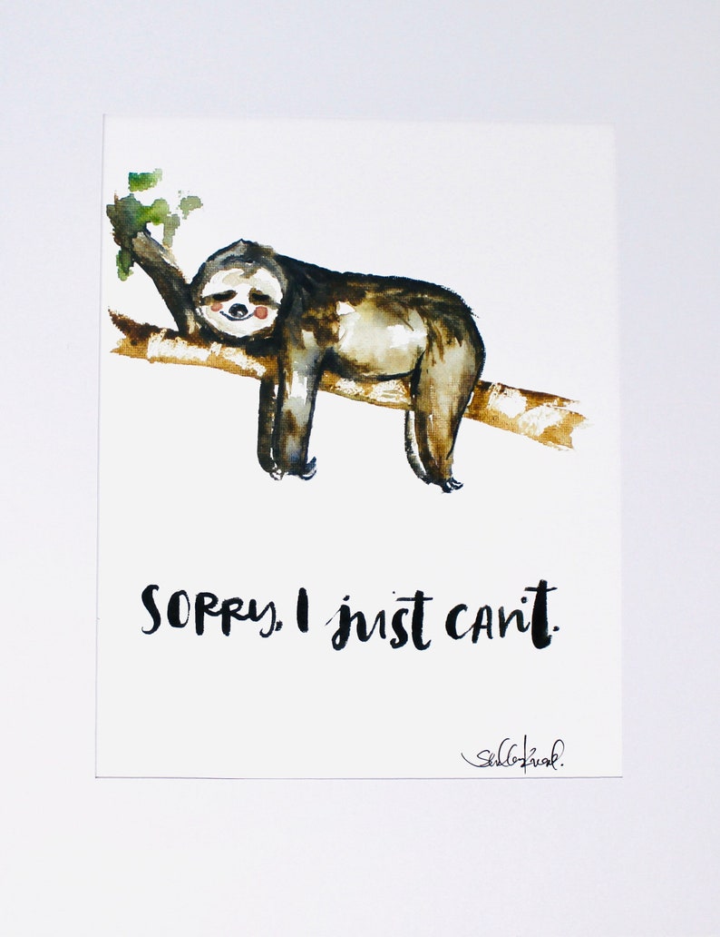 Sorry I Just Can't Watercolor Painting Fun Quote Funny - Etsy