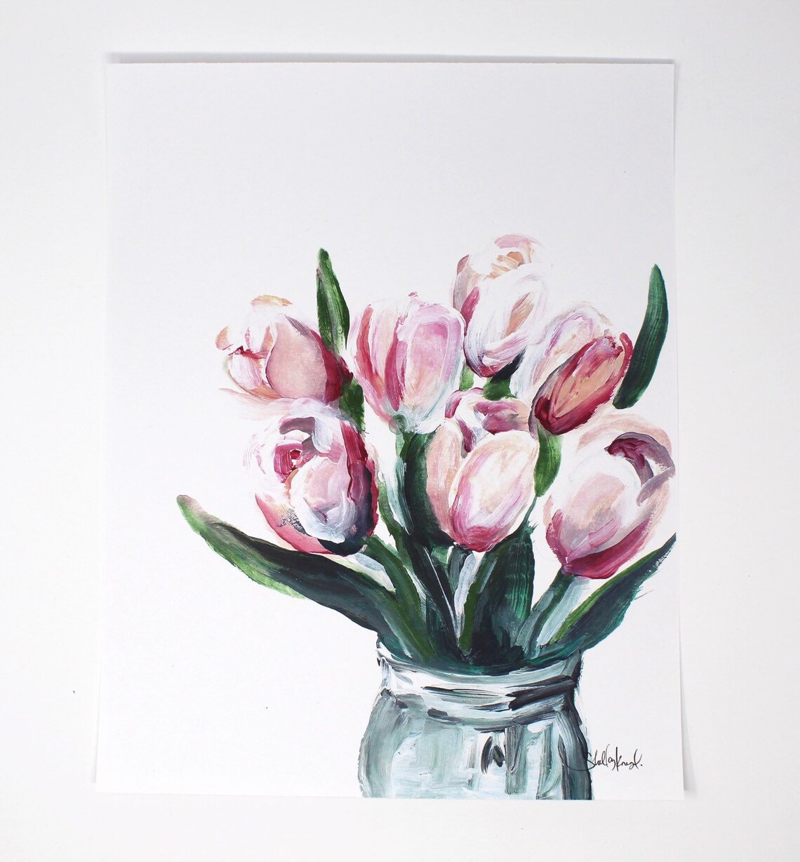 Blush Tulips Art Print 11x14 In Simple Elegant Art Home | Etsy