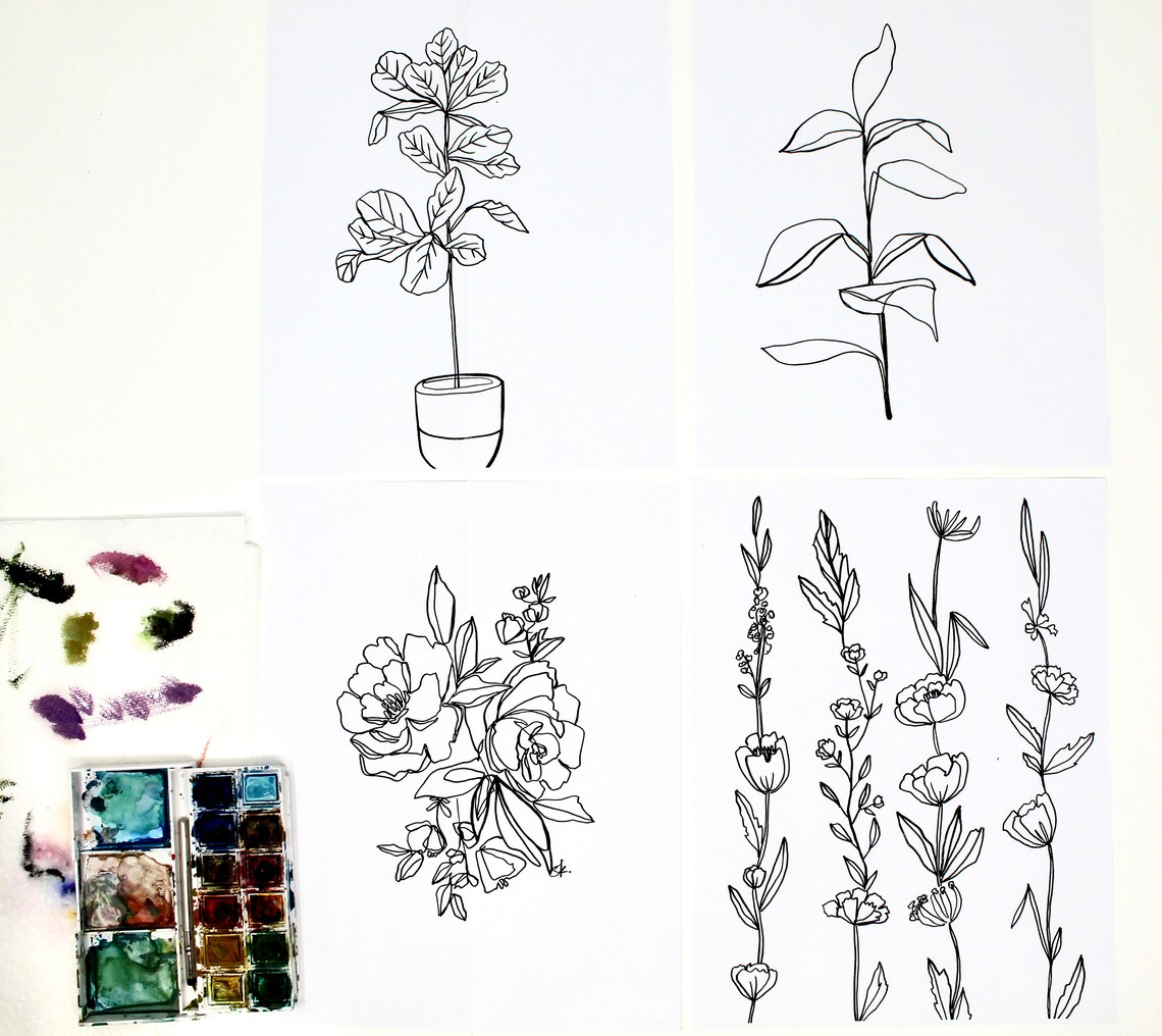 DIY Painting Template/coloring Pages- 8.5x11 Simple Modern Coloring ...