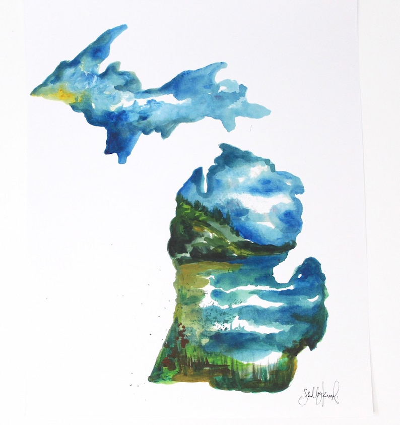 Lake Michigan Art Print- 11x14in, Watercolor Artwork, Home Decor ...