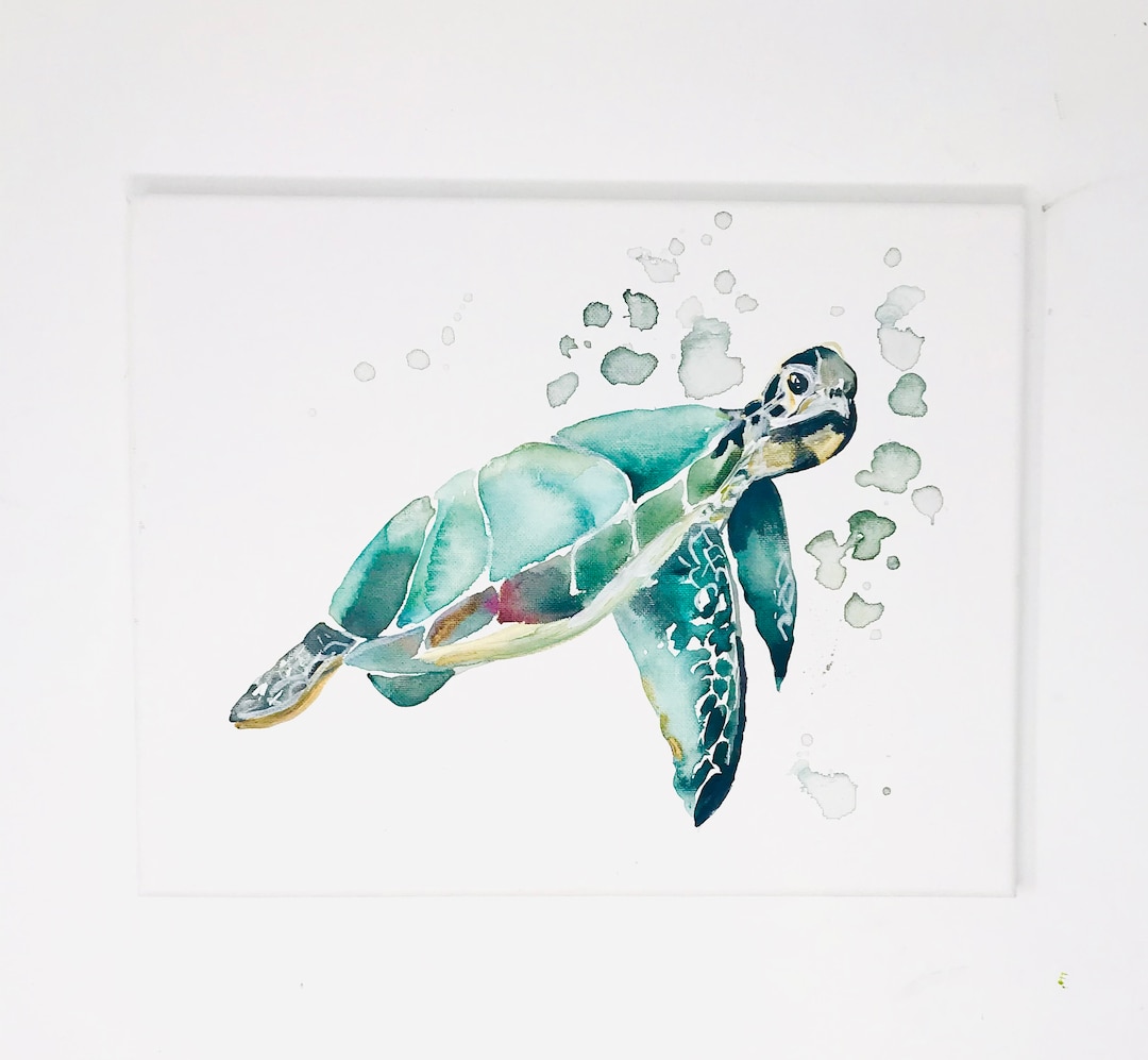 Coastal Collection- Sea Turtle Watercolor Print 11x14- Ocean Art ...
