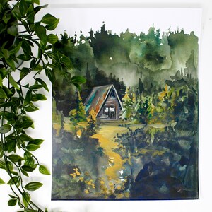 Cozy Cabin Print 11x14 Adventure Print Home Decor Cabin Watercolor ...
