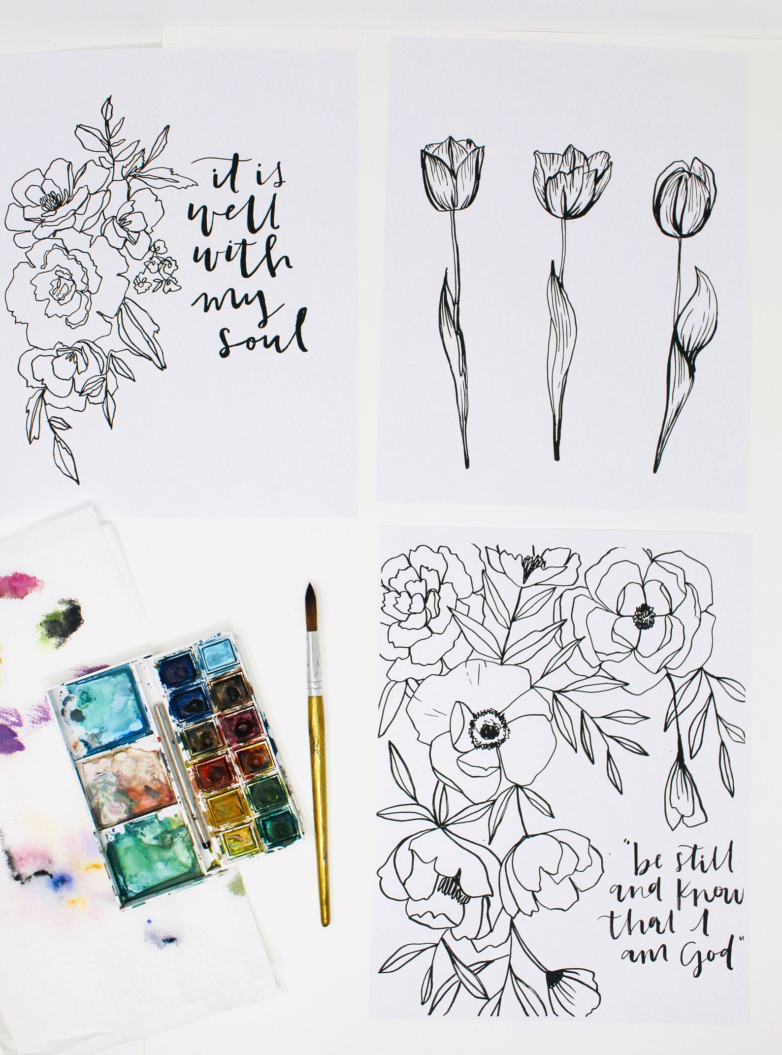 DIY Painting Template/coloring Pages- 8.5x11 Simple Modern Coloring ...