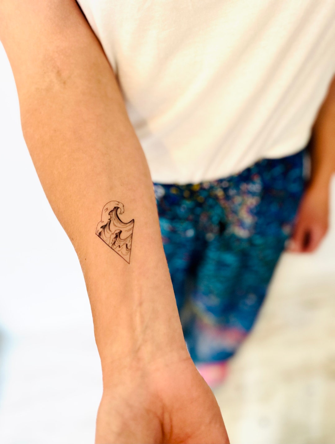 Beach Wave Temporary Line Tattoo - Etsy