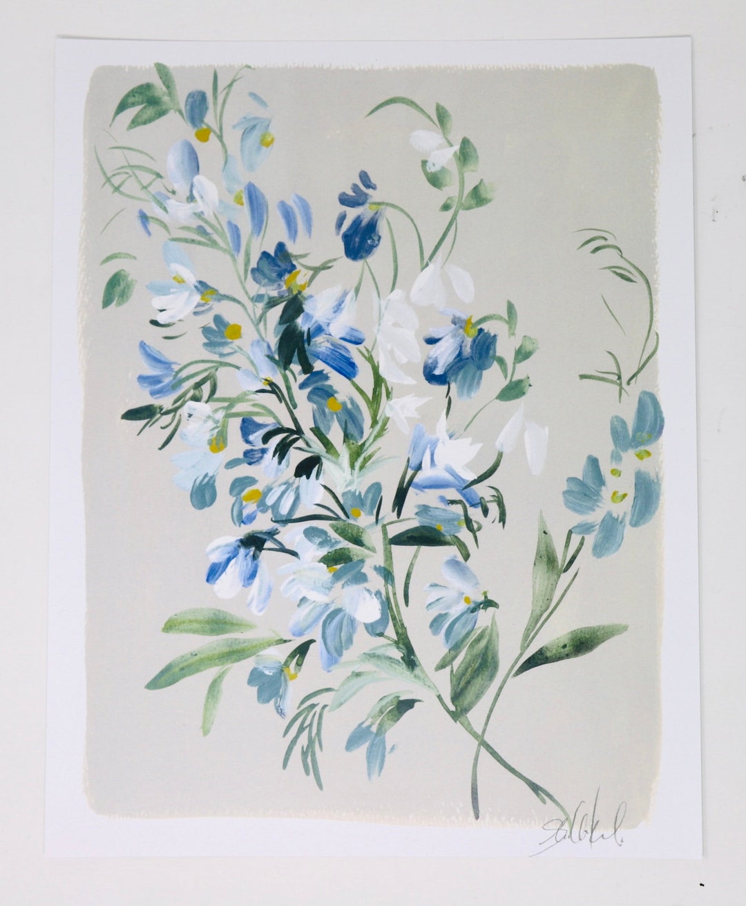 Blue Larkspur Watercolor Art Print - Etsy