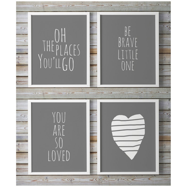 Gray Nursery Decor, Be Brave Little One, Printable Nursery Wall Art ...