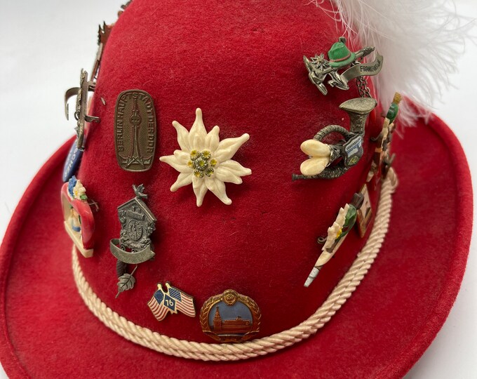 Vintage German Alpine Hat - Bayerland Hat With Pins and Feather - Etsy