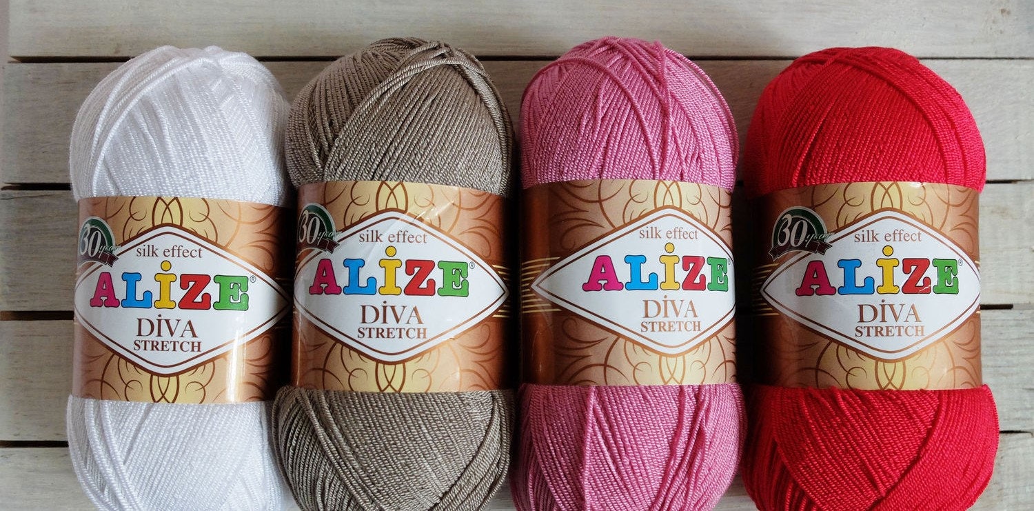Elastic Yarn ALIZE DIVA STRETCH Summer Stretch Yarn Silk | Etsy