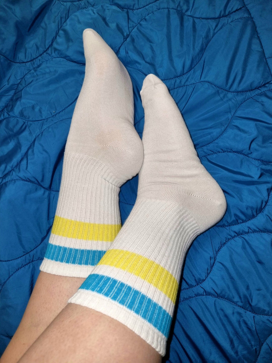 White Socks With the Flag of Ukraine, Ukrainian Socks, Flag of Ukraine ...