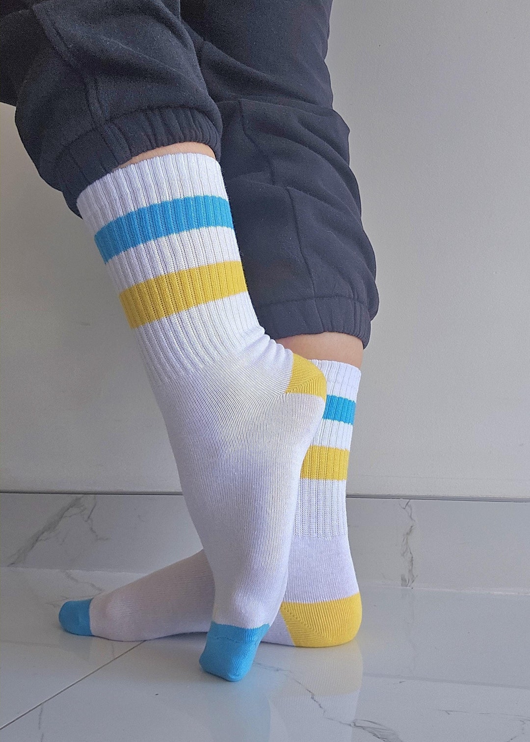 White Socks With the Flag of Ukraine, Ukrainian Socks, Flag of Ukraine ...