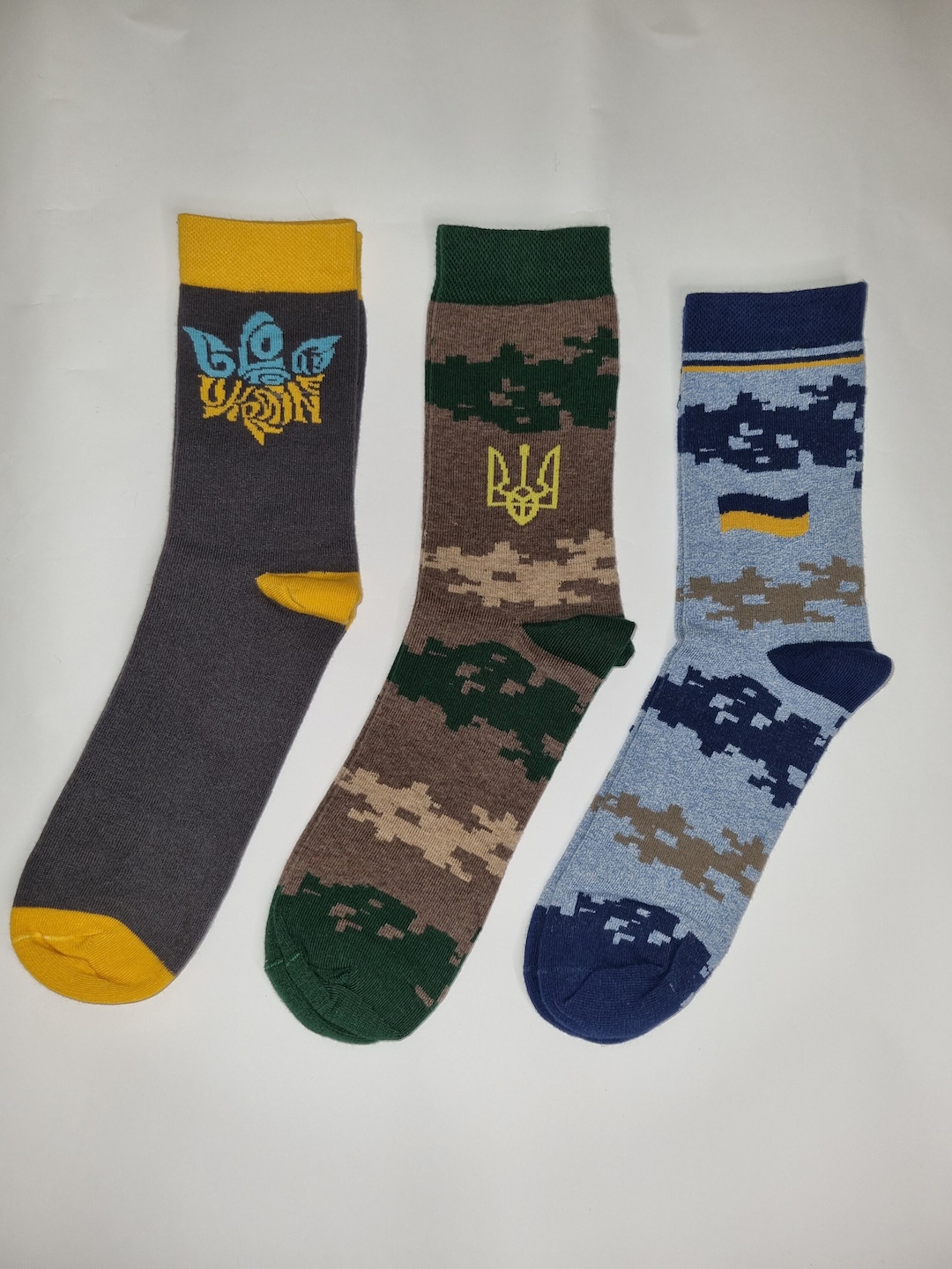3 Pairs of Men's Ukrainian Socks Set, Men's Military Socks, Flag of ...