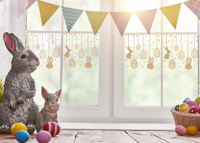 Easter Egg and Bunny Hanging Decals Stickers Easter - Etsy
