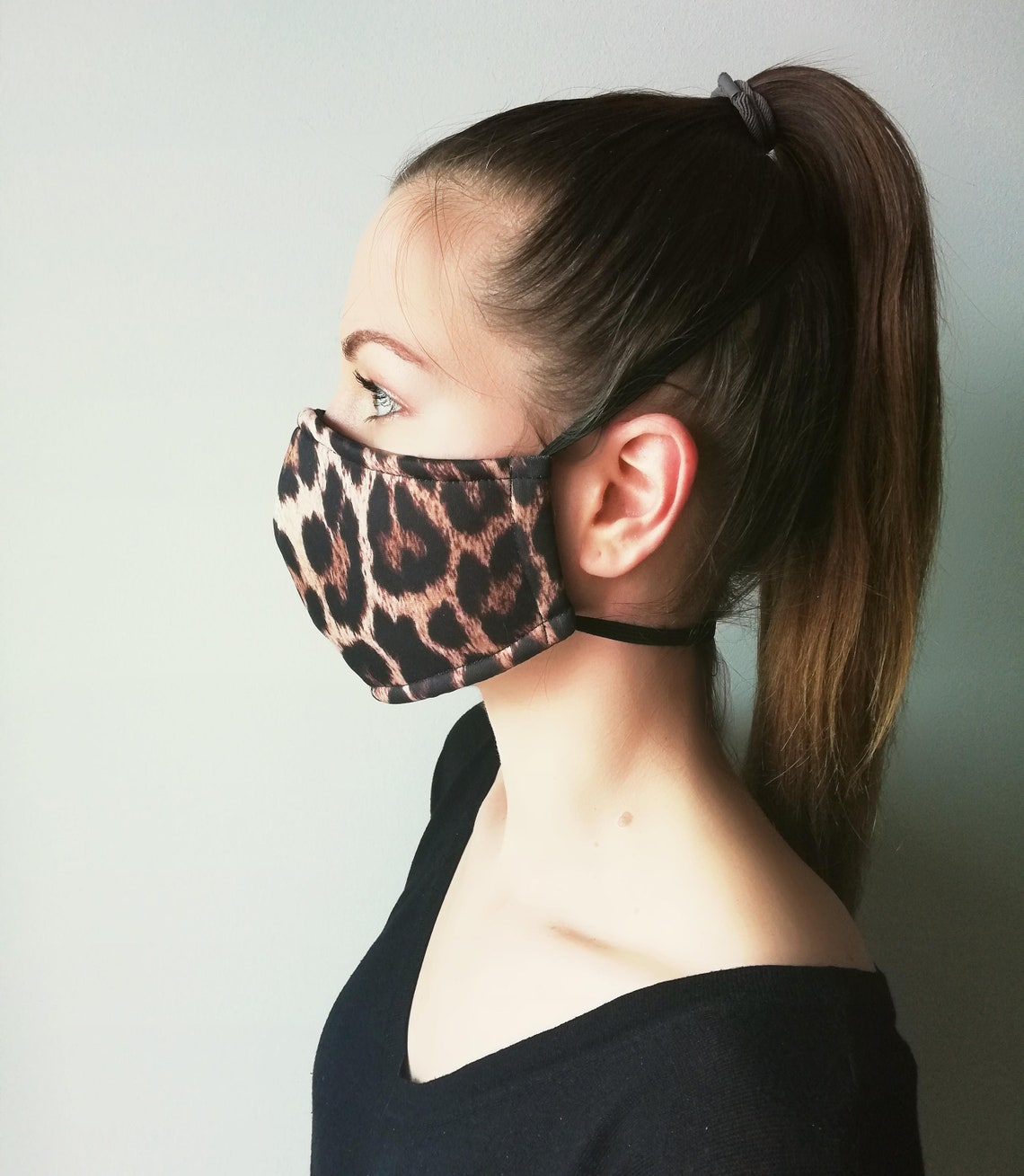 Handmade 3 Layer Mouth Face Mask LEOPARD pattern washable | Etsy