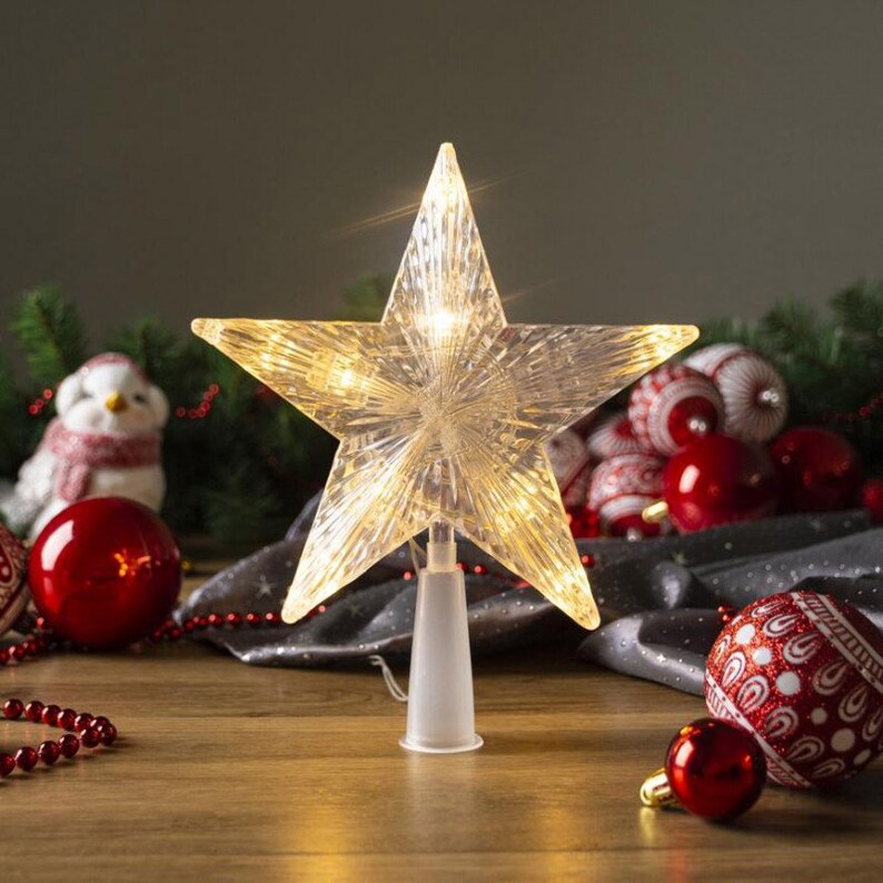 19cm Christmas Clear Star Light up Tree Topper Christmas - Etsy