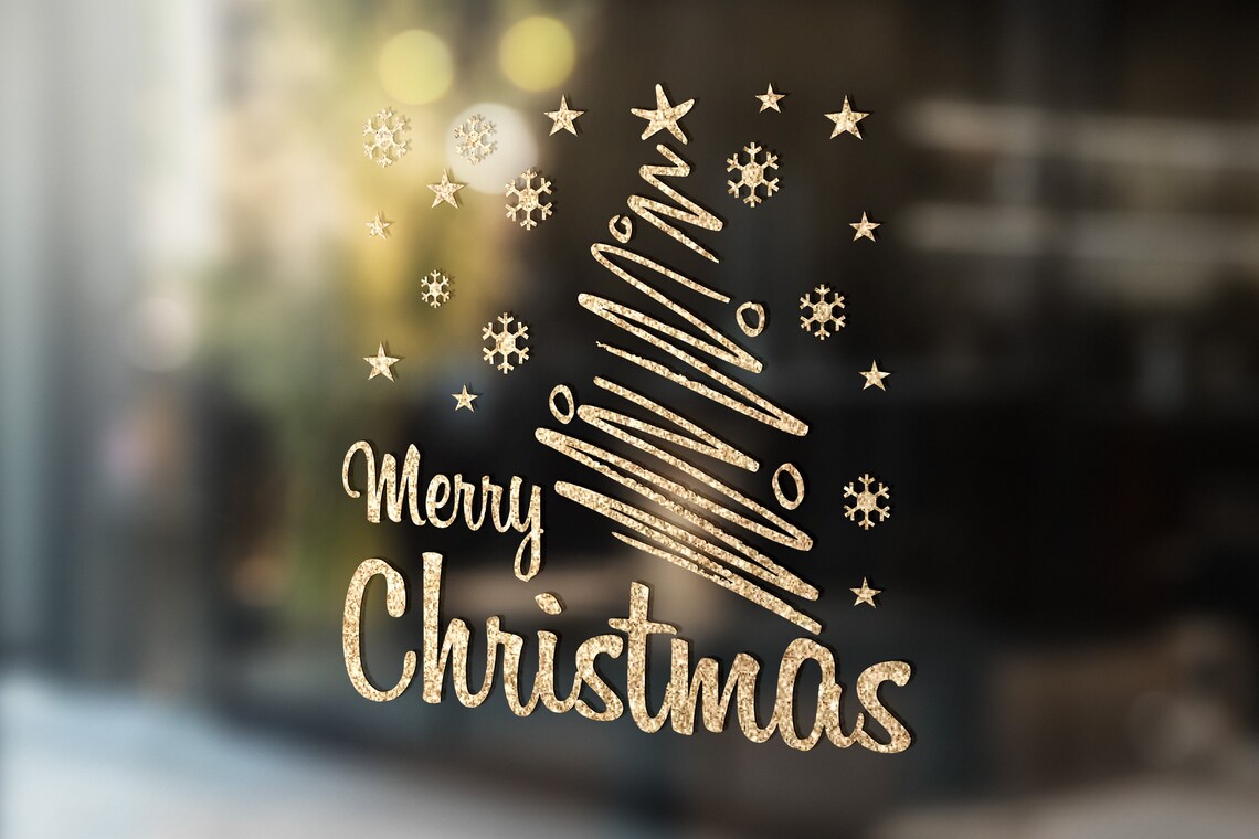 Merry Christmas Window Decals Stickers Christmas Decoration - Etsy