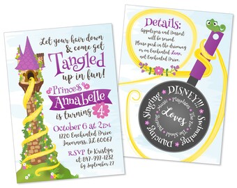 Tangled Inspired Birthday Invitation & Favor Tag - Etsy