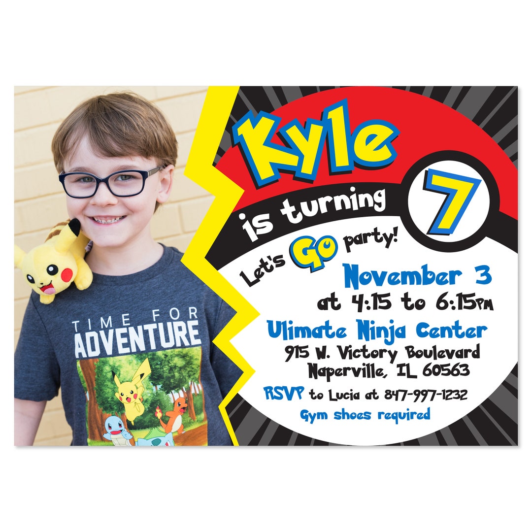 Pokémon Inspired Birthday Invitation With Photo - Etsy