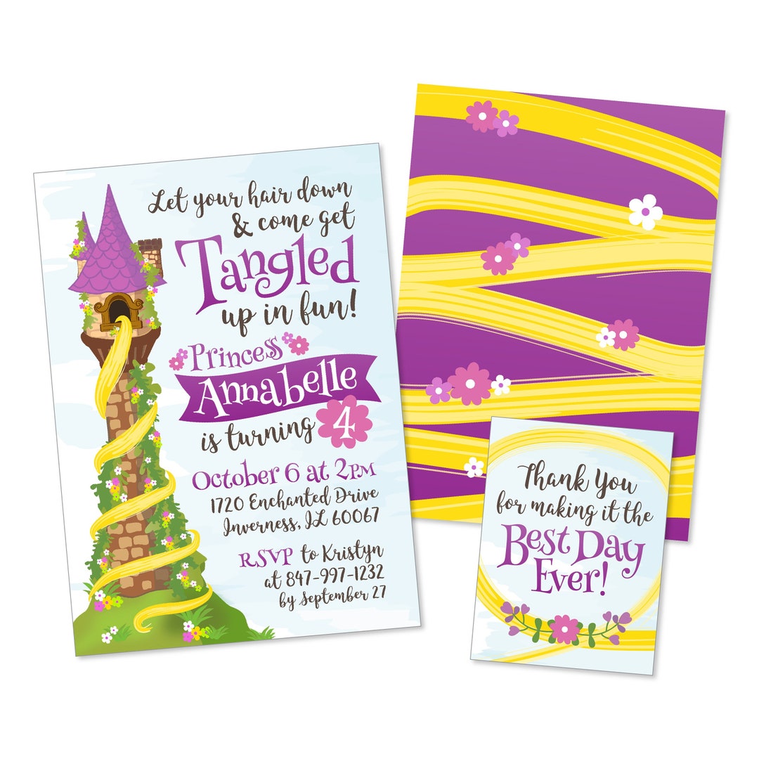 Tangled Inspired Birthday Invitation & Favor Tag - Etsy
