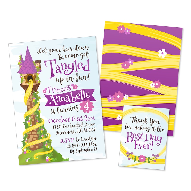 Tangled Inspired Birthday Invitation & Favor Tag - Etsy