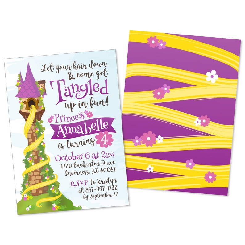 Tangled Inspired Birthday Invitation & Favor Tag - Etsy