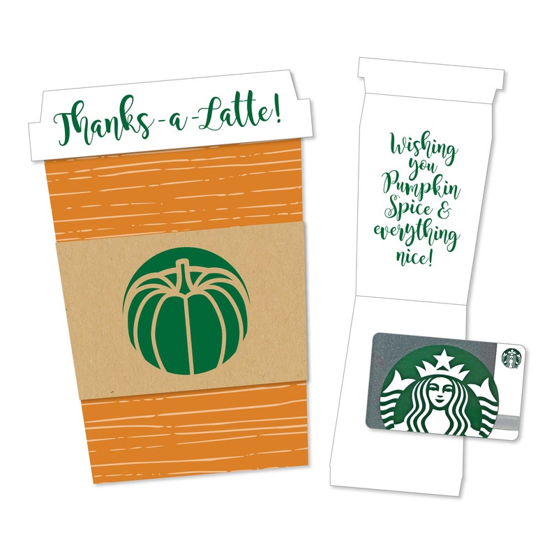 Pumpkin Spice Thanks-a-latte Printable Gift Card Holder - Etsy