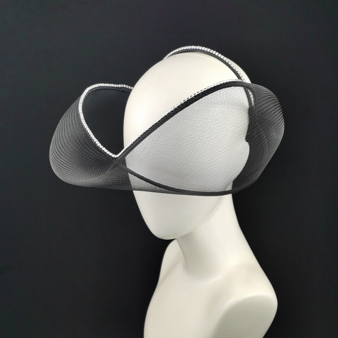 Futuristic Headpiece in Black and Glitter, Space Age, Drag Headdress ...