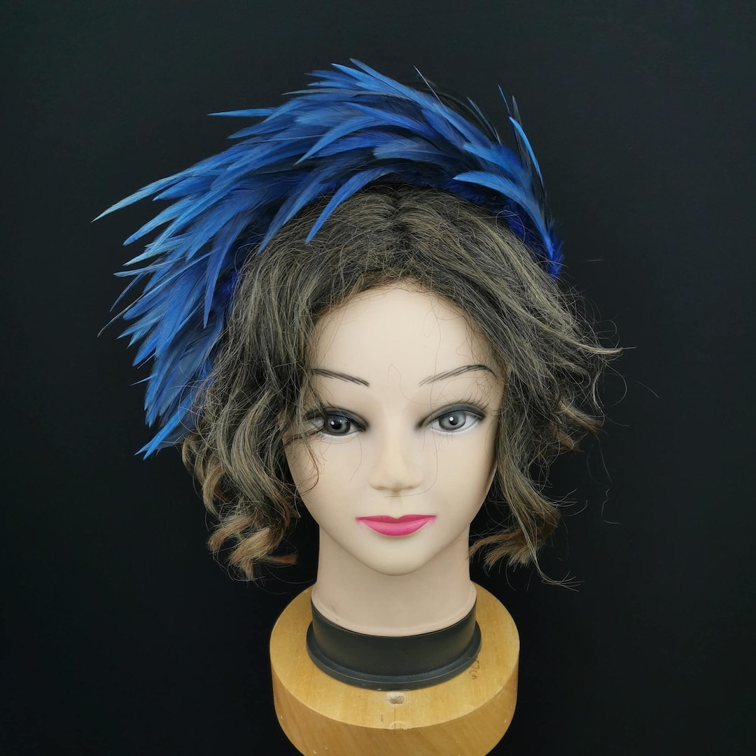 Feathers Headband Blue, Winter Wedding Headpiece, Christmas Gift ...