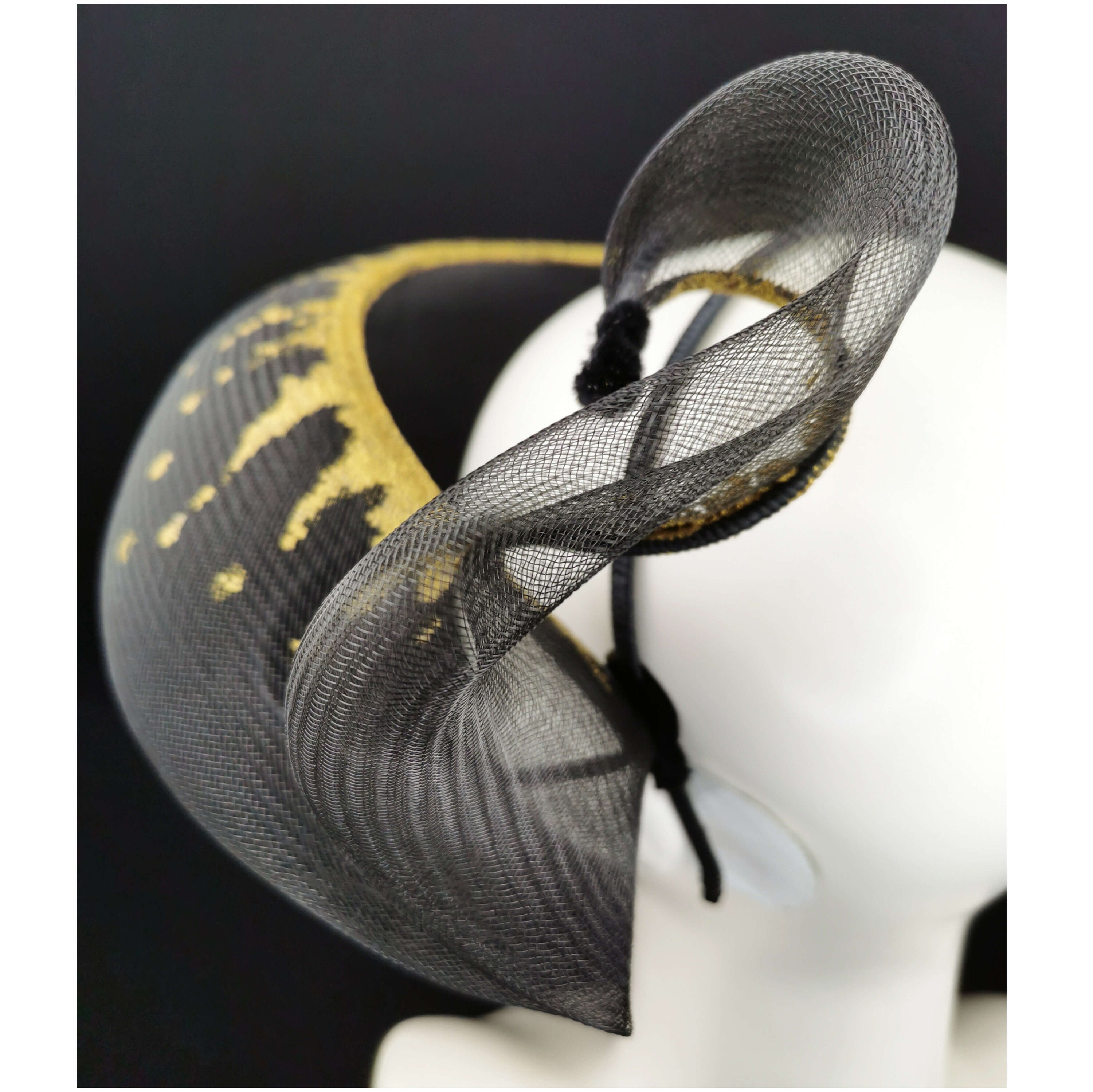 Futuristic Headpiece Black and Gold, Avantgarde Headpiece, Drag ...