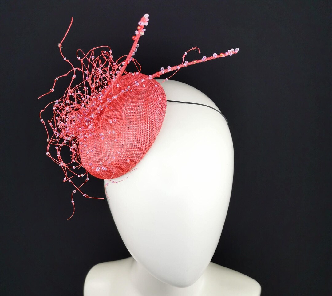 Coral Headpiece, Wedding Guest Fascinator, Mother of the Bride, Garden ...