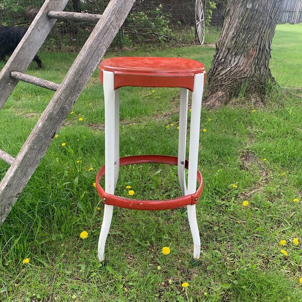 Vintage Metal Stool - Etsy