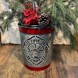 Fire Fighter Fireman Metal Sign Cut Out Sap Bucket Planter Laser Cut ...