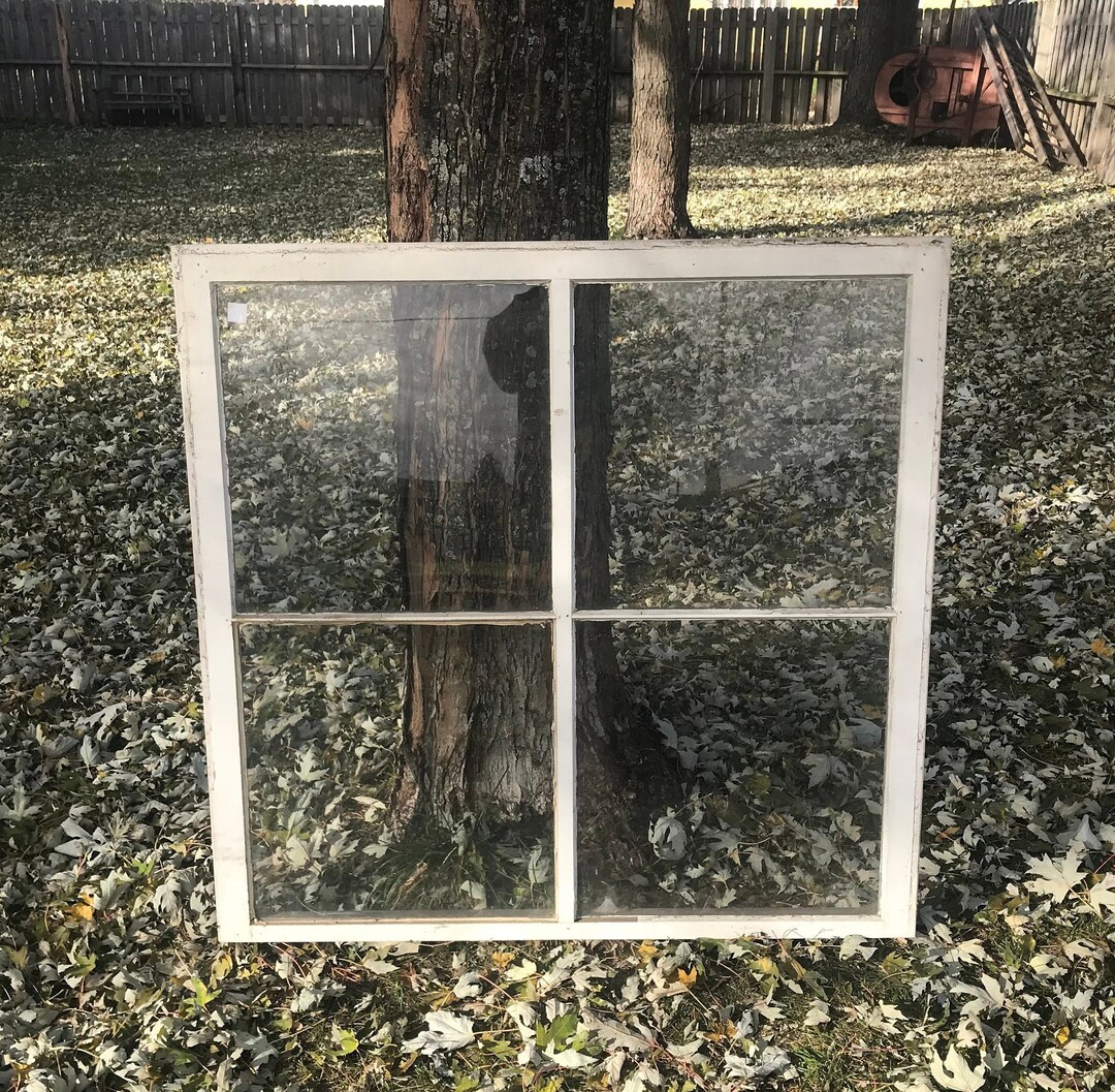 Antique Large Four Pane Window Frame, Wavy Glass, Reclaimed, Farmhouse ...