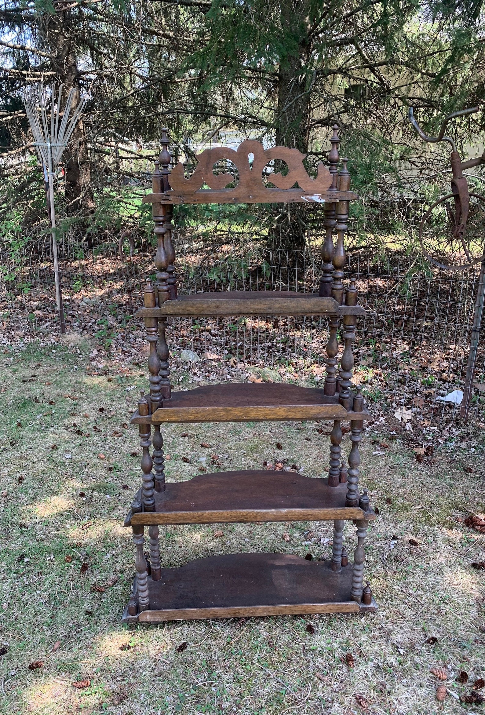 Antique Finial Shelf Five Tier Wood Shelf. Turned Spindle - Etsy