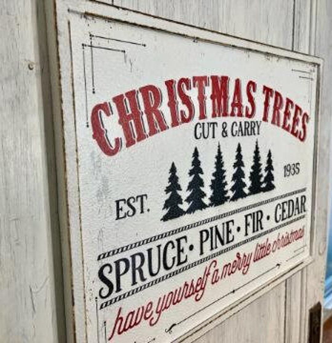 Rustic Farmhouse Metal Christmas Tree Farm Sign Distressed Rusty ...