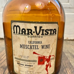 Vintage Gallon Muscatel Wine Bottle, Mar-vista, Duraglass Brown Glass ...