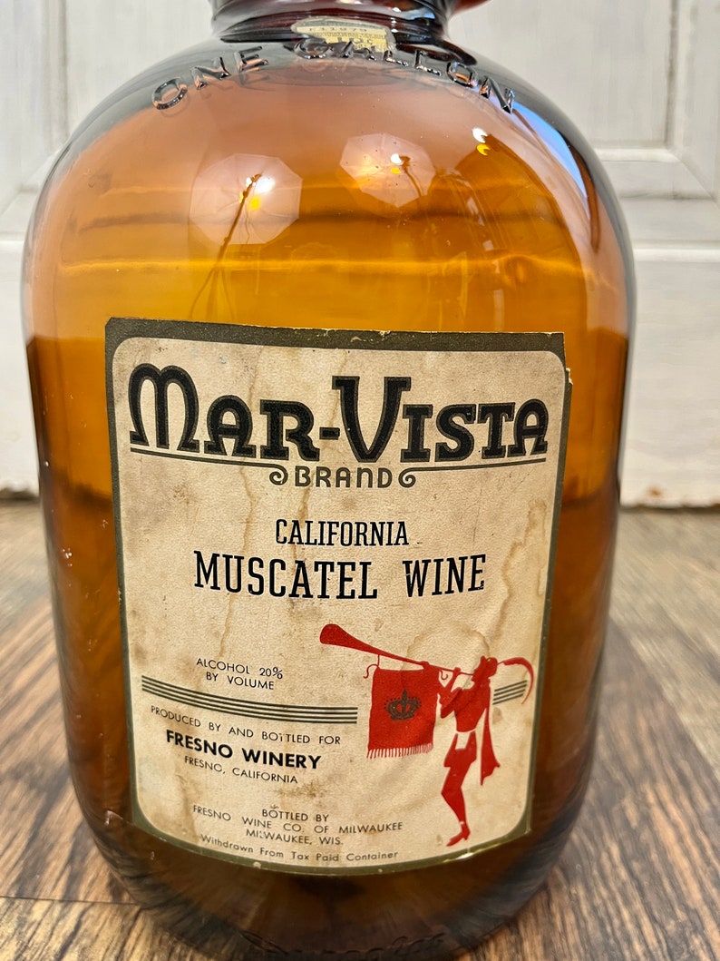 Vintage Gallon Muscatel Wine Bottle Mar-vista Duraglass - Etsy