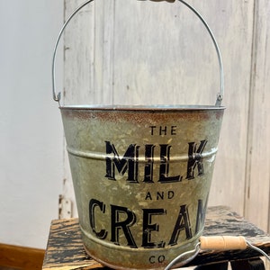 Set Milk and Cream Metal Buckets, Rustic Farmhouse Metal Bucket, Milk ...