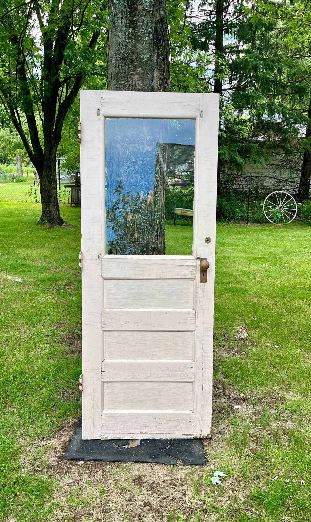Antique Wood Wavy Glass Window Entry Door, Architectural Salvage ...