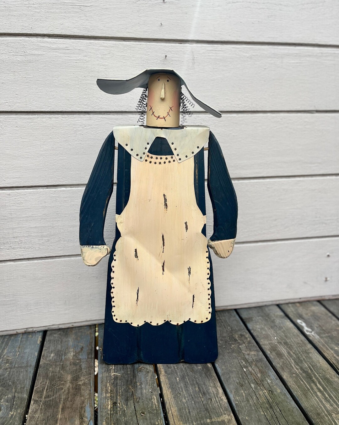 Fall Outdoor Metal Pilgrim Statue Thanksgiving Home Decor Porch Garden ...