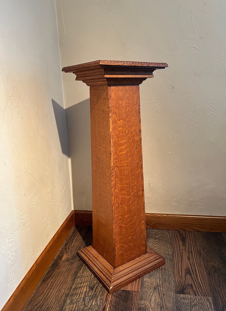 Antique Oak Pedestal Stand Mission Baluster Style Plant Stand - Etsy