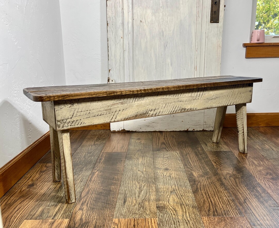 Rustic Farmhouse Wood Bench, Quartersawn Oak Wood Bench, Wood Entryway ...