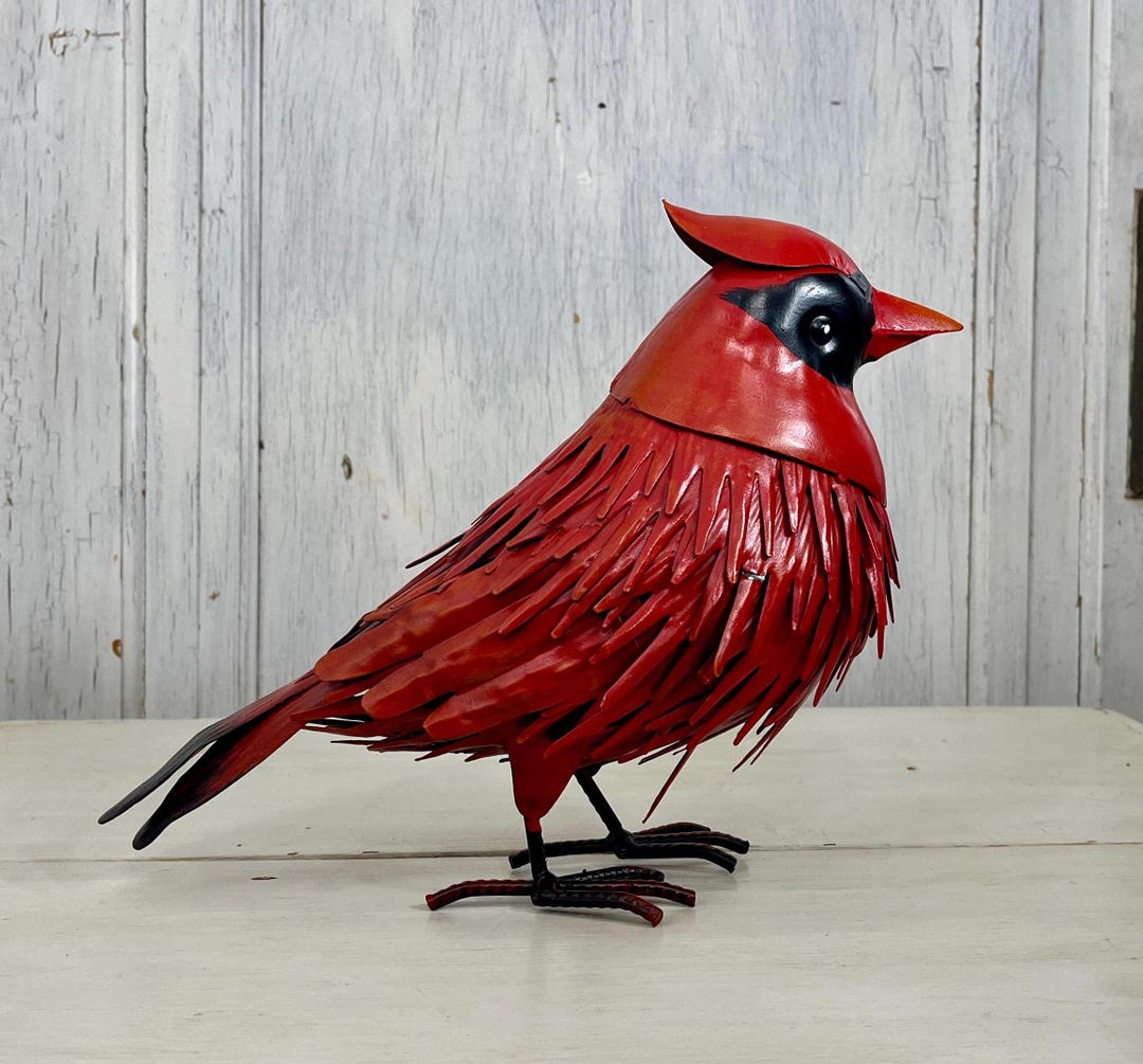 Metal Red Cardinal Bird Statue Outdoor Garden Decorations 12" EX33 - Etsy