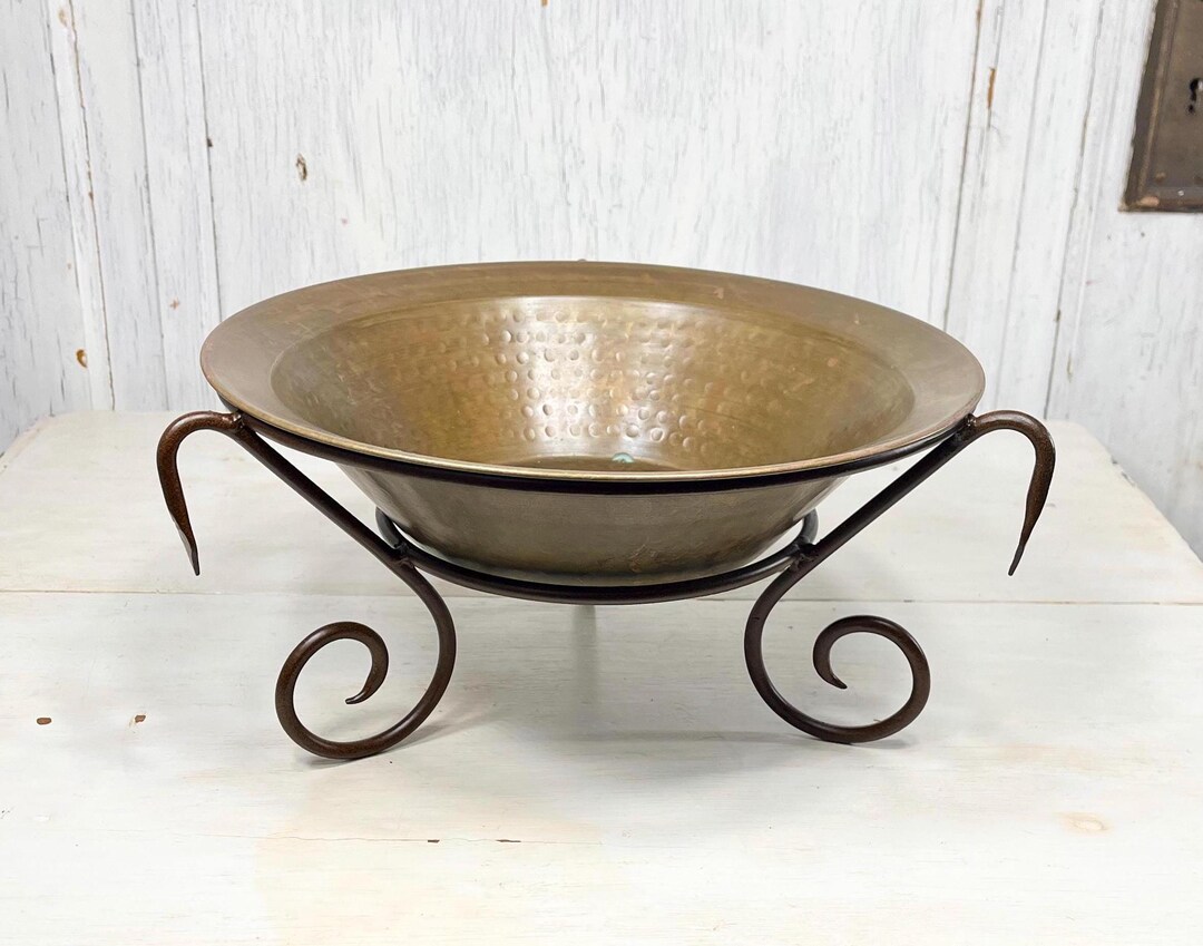 Brass Bowl Compote on Stand Copper Finish Birdbath FB52 - Etsy